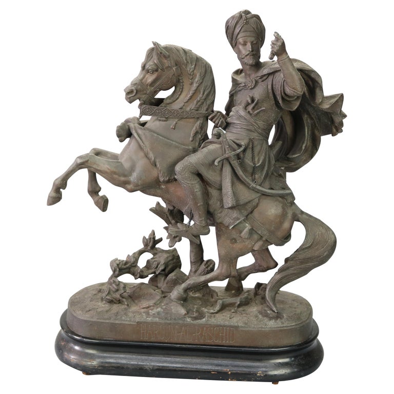 Antique Moorish Bronzed Metal Sculpture Haroun al-Rashid, Signed A ...
