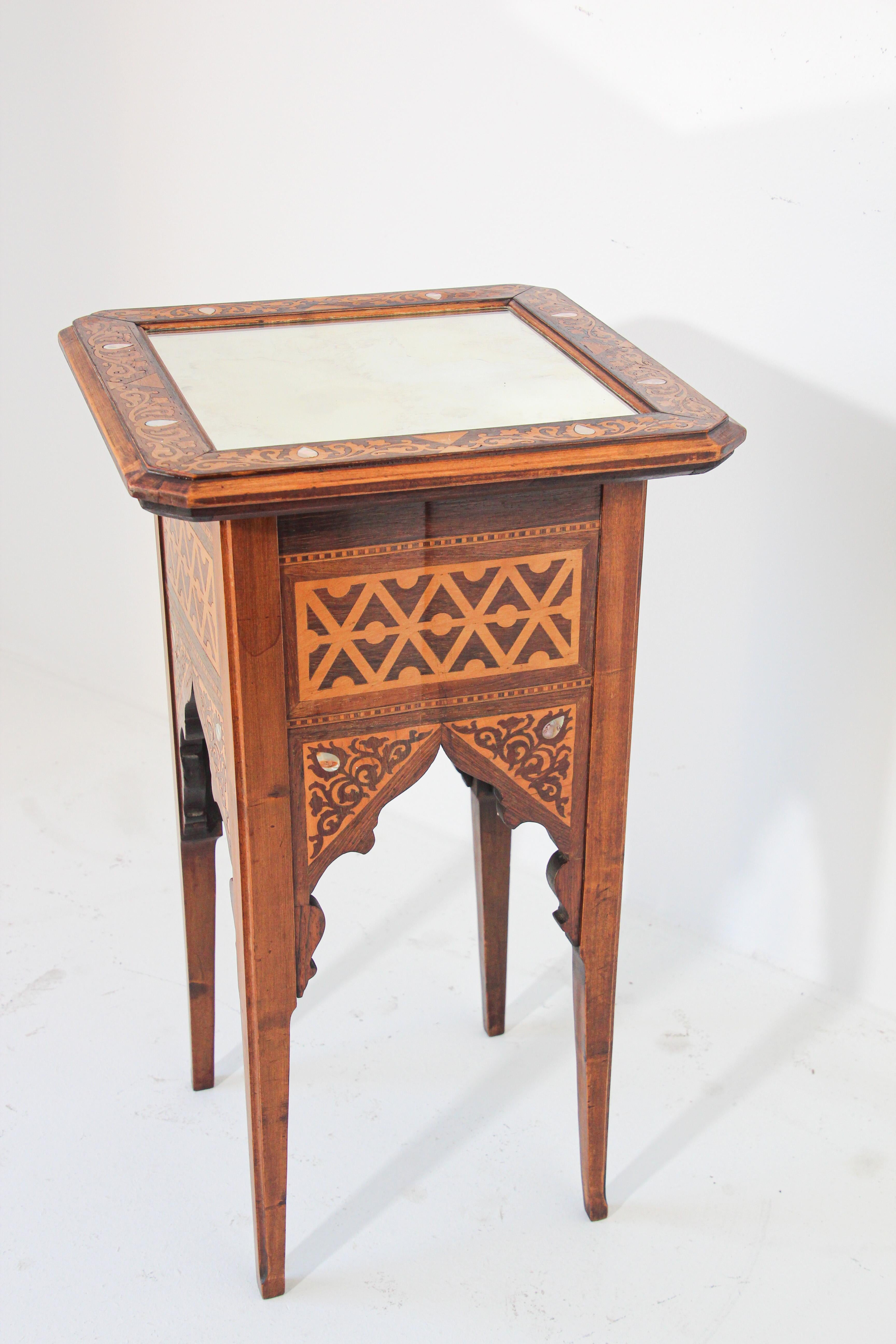 Antique Moorish Spain Inlaid Pedestal Side Table at 1stDibs | moorish ...