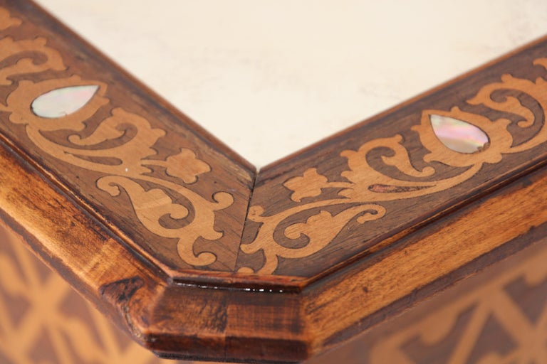 Antique Moorish Spain Inlaid Pedestal Side Table at 1stDibs