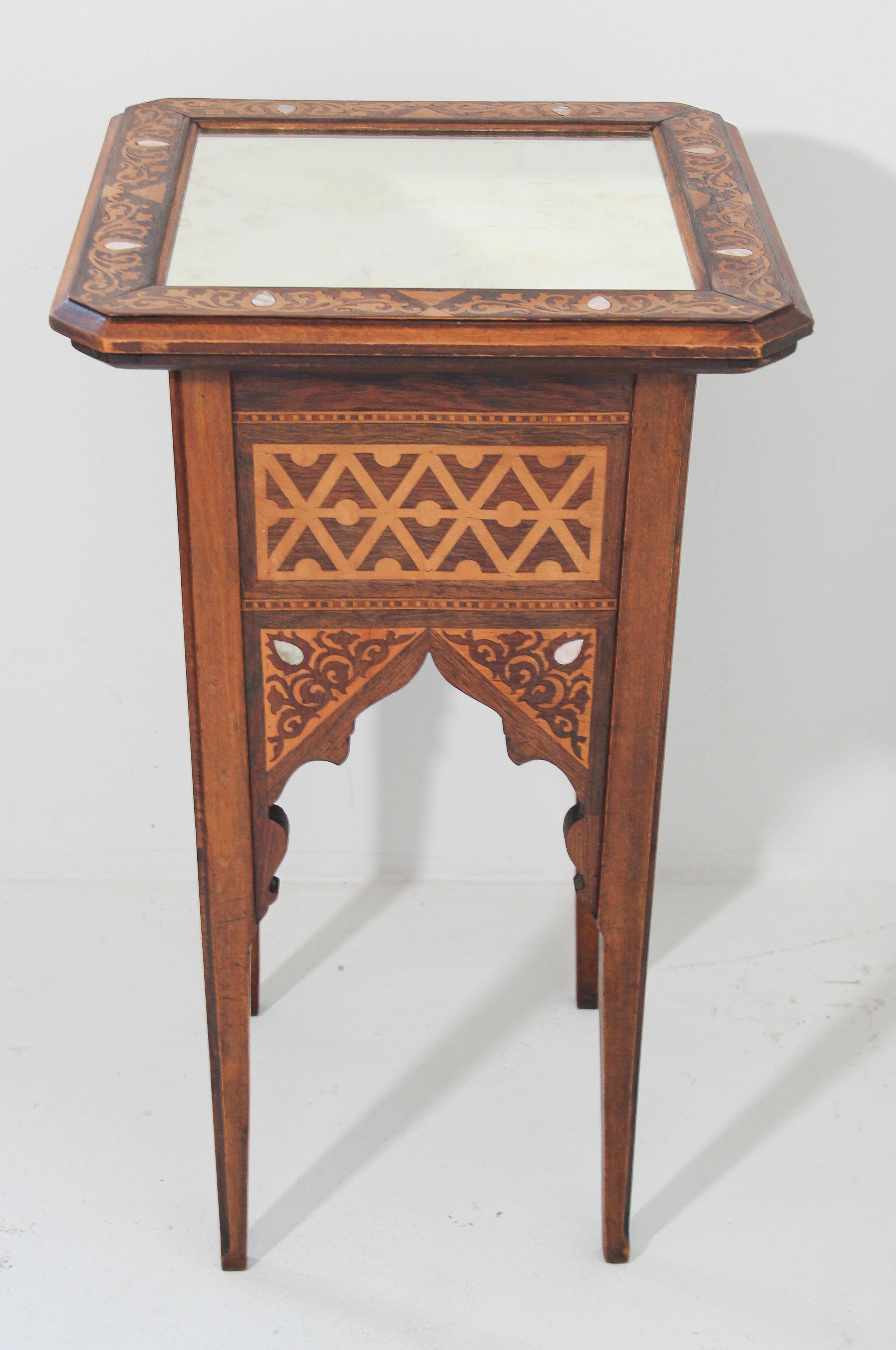 Antique Moorish Spain Inlaid Pedestal Side Table at 1stDibs | moorish ...