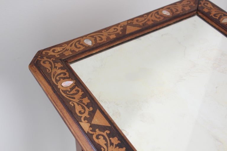 Antique Moorish Spain Inlaid Pedestal Side Table at 1stDibs