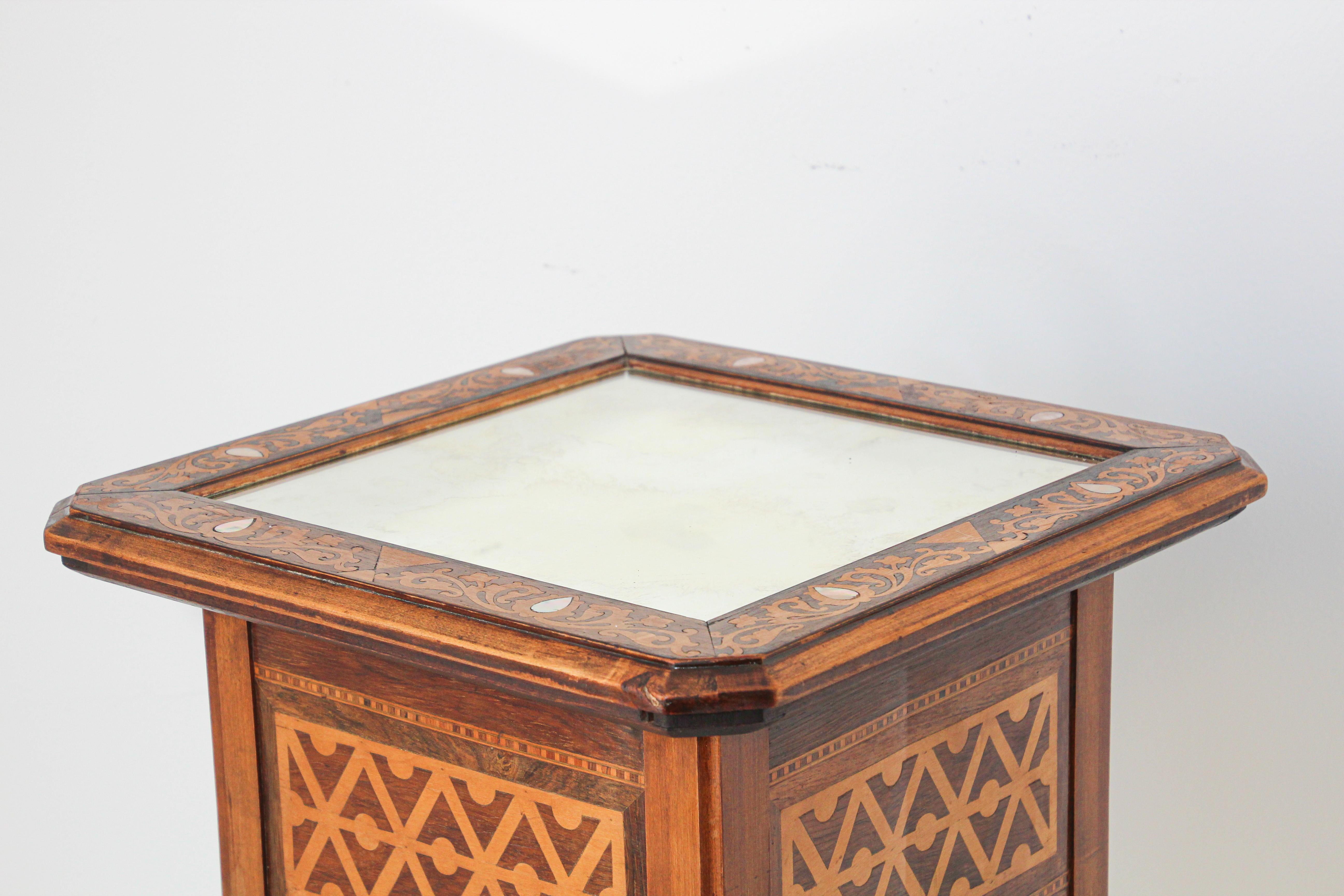 Antique Moorish Spain Inlaid Pedestal Side Table at 1stDibs | moorish ...