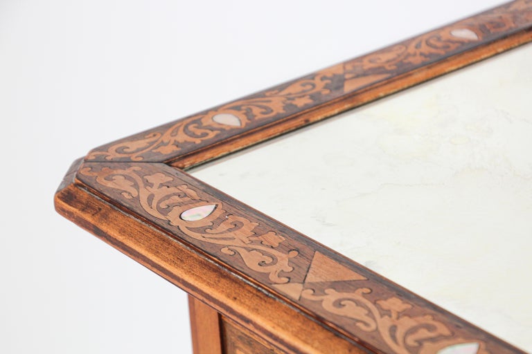 Antique Moorish Spain Inlaid Pedestal Side Table at 1stDibs