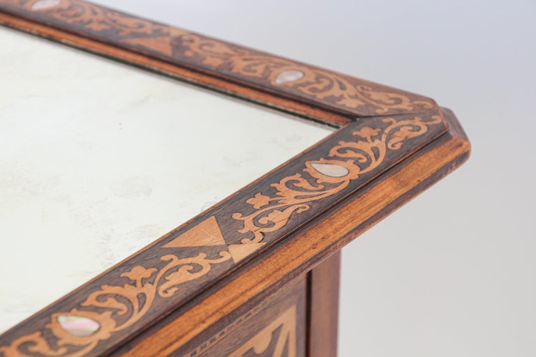 Antique Moorish Spain Inlaid Pedestal Side Table at 1stDibs