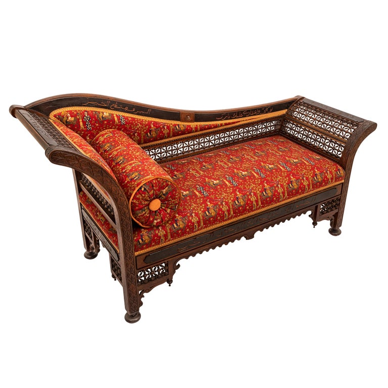 Antique Moorish Syrian Levantine Arabesque Arabic Chaise Lounge Sofa ...