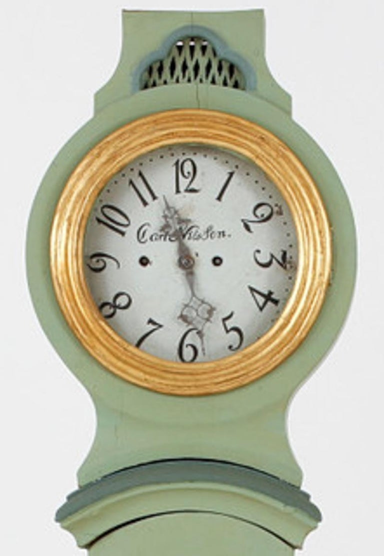 Antique Mora Clock Swedish 1800s Light Green Gold 1800s C Nilsson ...