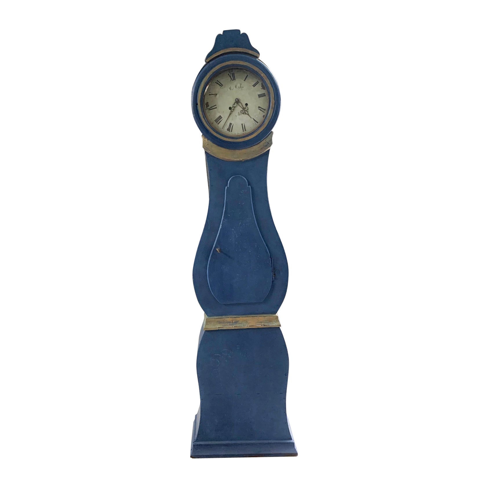 Antique Mora Clock Swedish Early 1800s Blue Gold Star Motif For Sale at ...