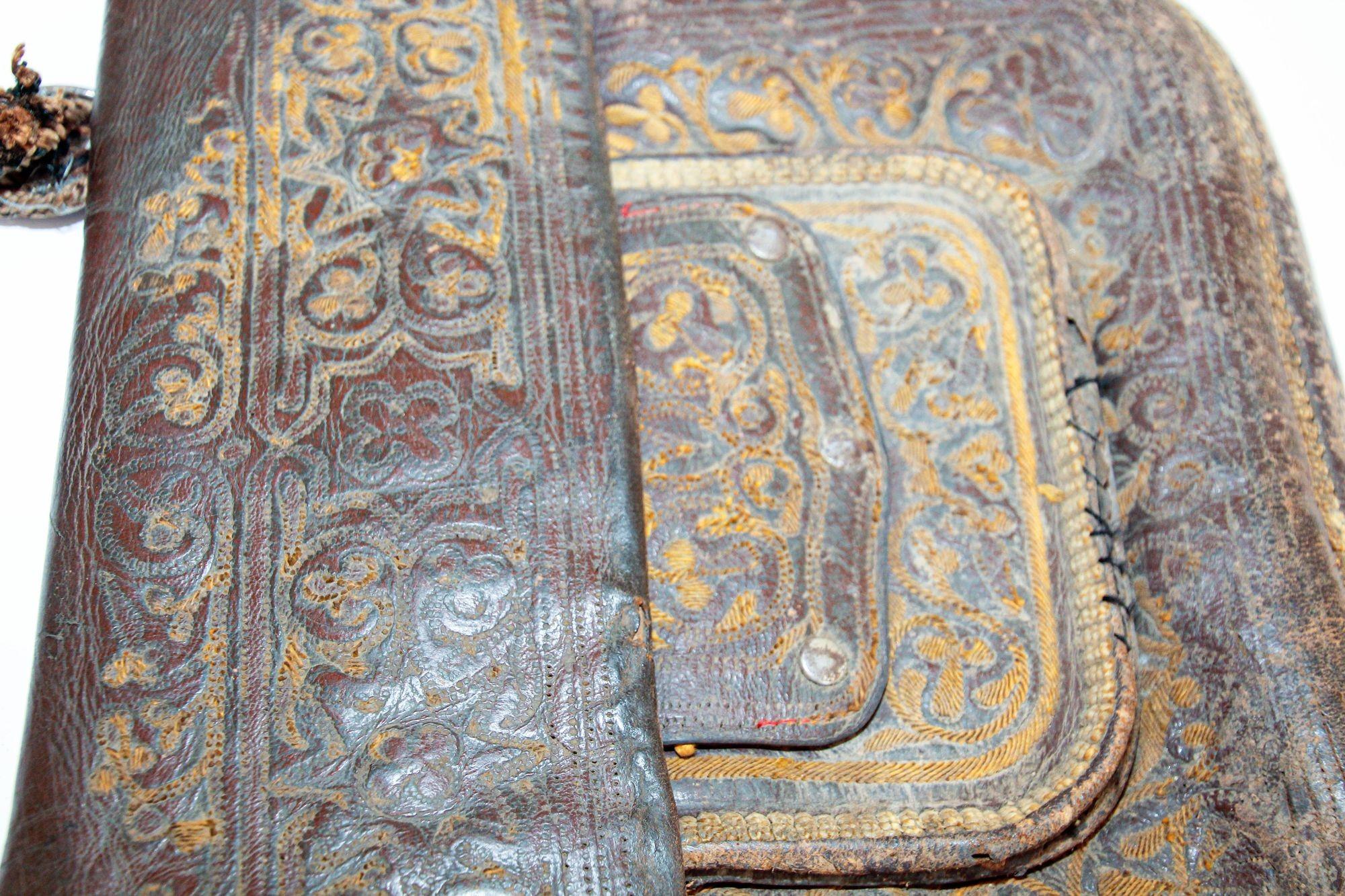 Antique Moroccan Collectible Messenger Bag Hand Tooled Leather ...