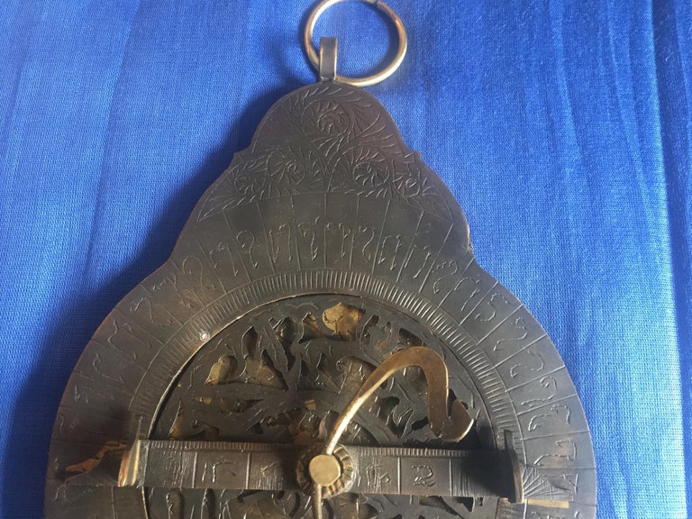18th Century Moroccan Etched Brass Astrolabe 9" Arabic Antique ...