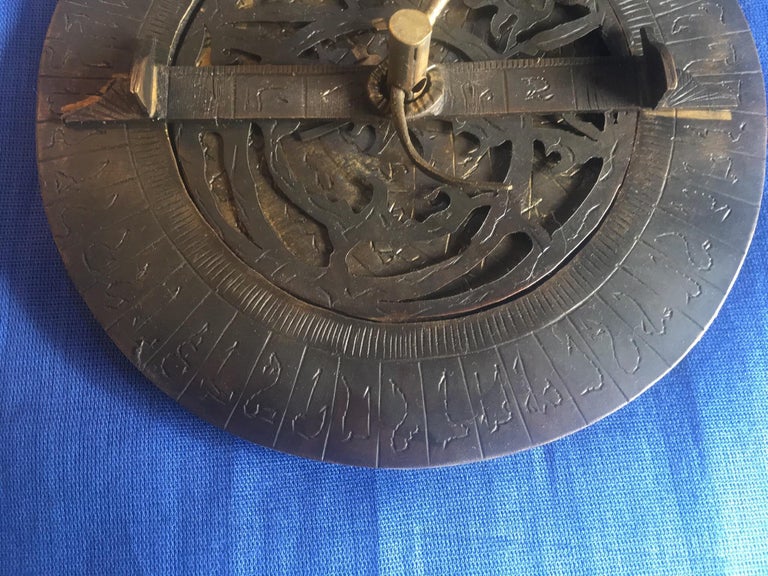 18th Century Moroccan Etched Brass Astrolabe 9" Arabic Antique ...