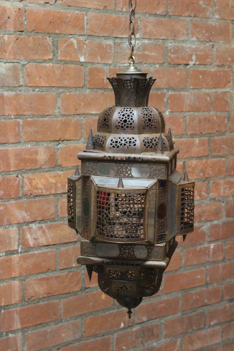 Antique Moroccan Moorish Hanging Lantern Pendant Light For Sale at 1stDibs