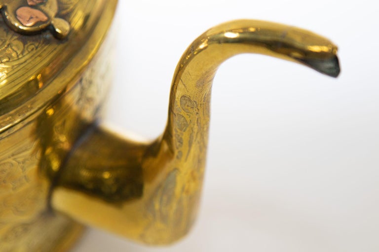 Antique Moroccan Moorish Large Heavy Solid Brass Kettle, 19th C at 1stDibs