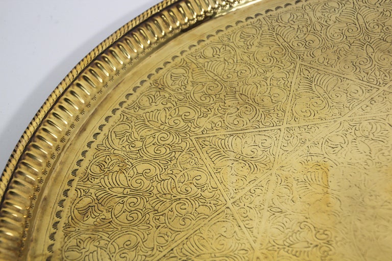 Antique Moroccan Round Brass Tray at 1stDibs