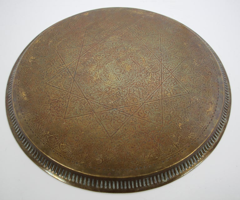Antique Moroccan Round Brass Tray at 1stDibs