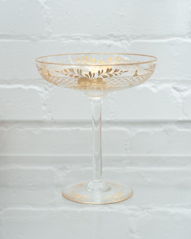 Antique Moser Bohemian Cut Crystal and Gilt Compote / Tazza For Sale at ...
