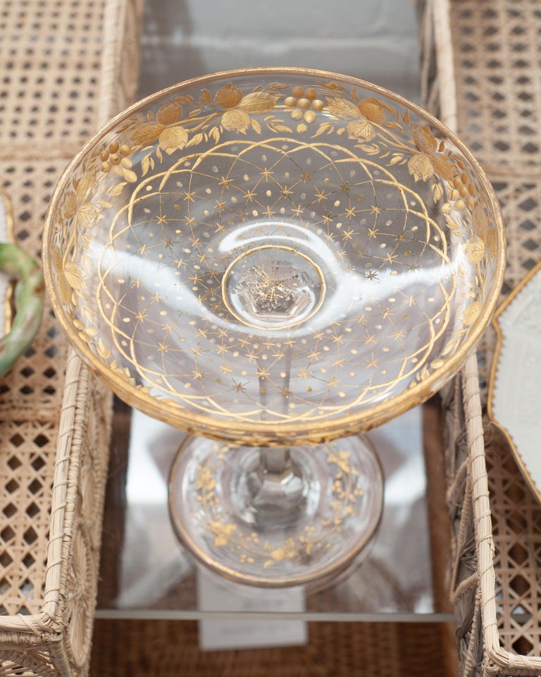 Antique Moser Bohemian Cut Crystal and Gilt Compote / Tazza For Sale at ...