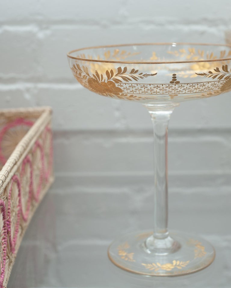 Antique Moser Bohemian Cut Crystal and Gilt Compote / Tazza For Sale at ...