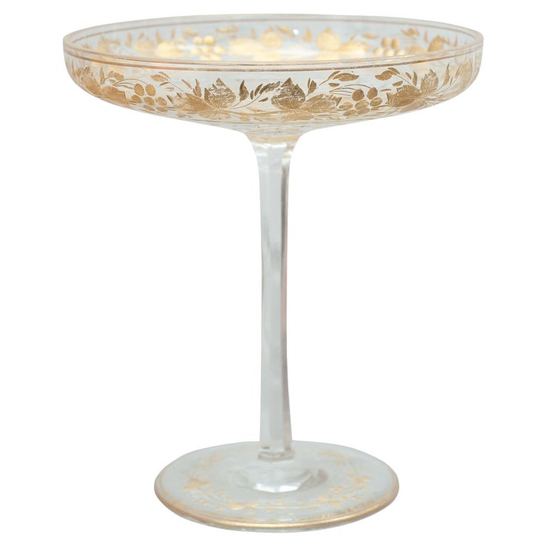 Antique Moser Bohemian Cut Crystal and Gilt Compote / Tazza For Sale at ...