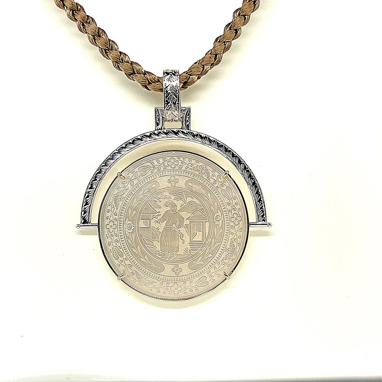 Antique Mother-of-Pearl Gambling Counter White Gold Monogram Pendant ...