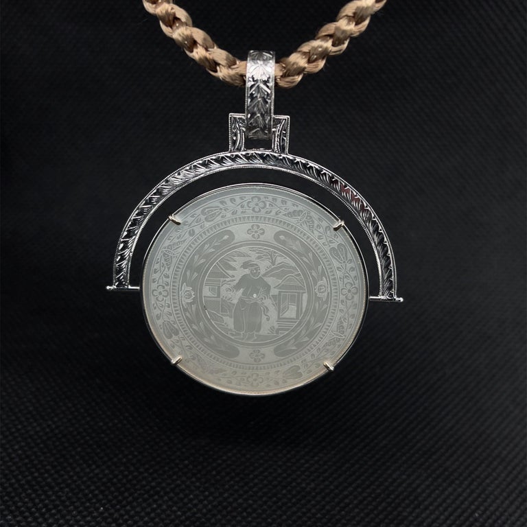 Antique Mother-of-Pearl Gambling Counter White Gold Monogram Pendant ...