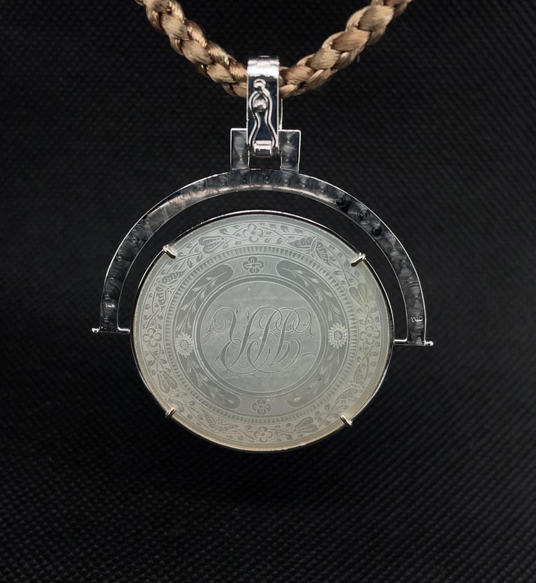 Antique Mother-of-Pearl Gambling Counter White Gold Monogram Pendant ...