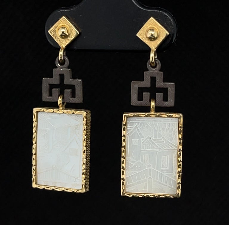 Antique Mother-of-Pearl Gambling Counter Yellow Gold and Silver Dangle ...