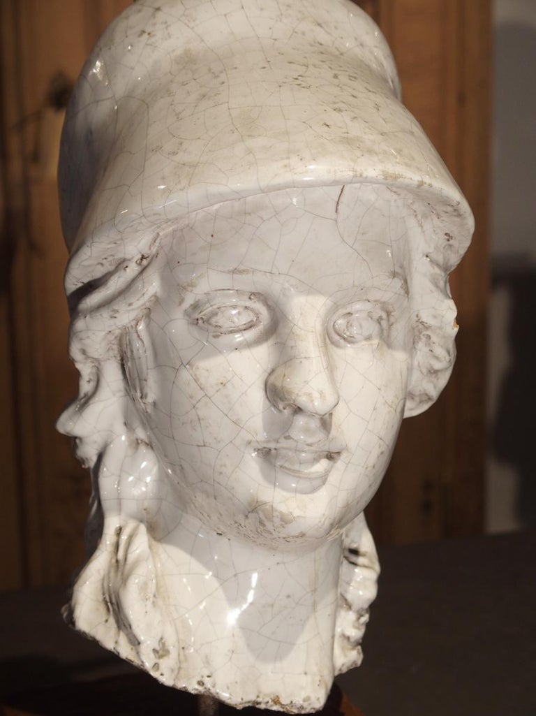 Antique Mounted Ceramic Head of Minerva, Italy, 19th Century at 1stDibs