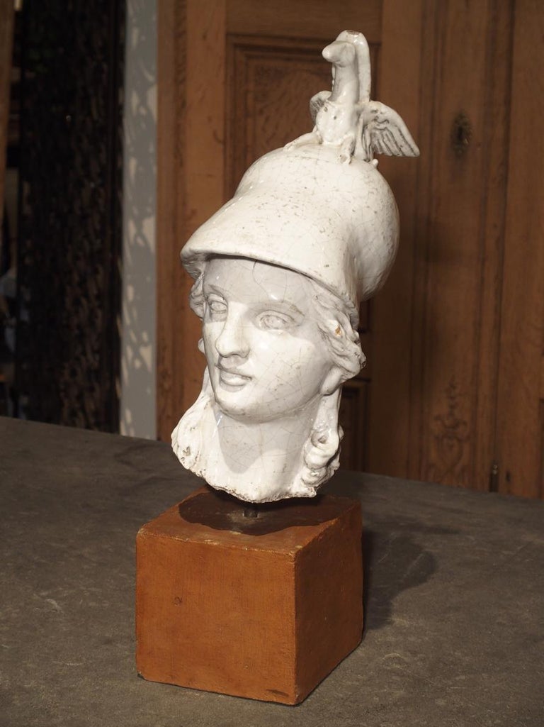 Antique Mounted Ceramic Head of Minerva, Italy, 19th Century at 1stDibs