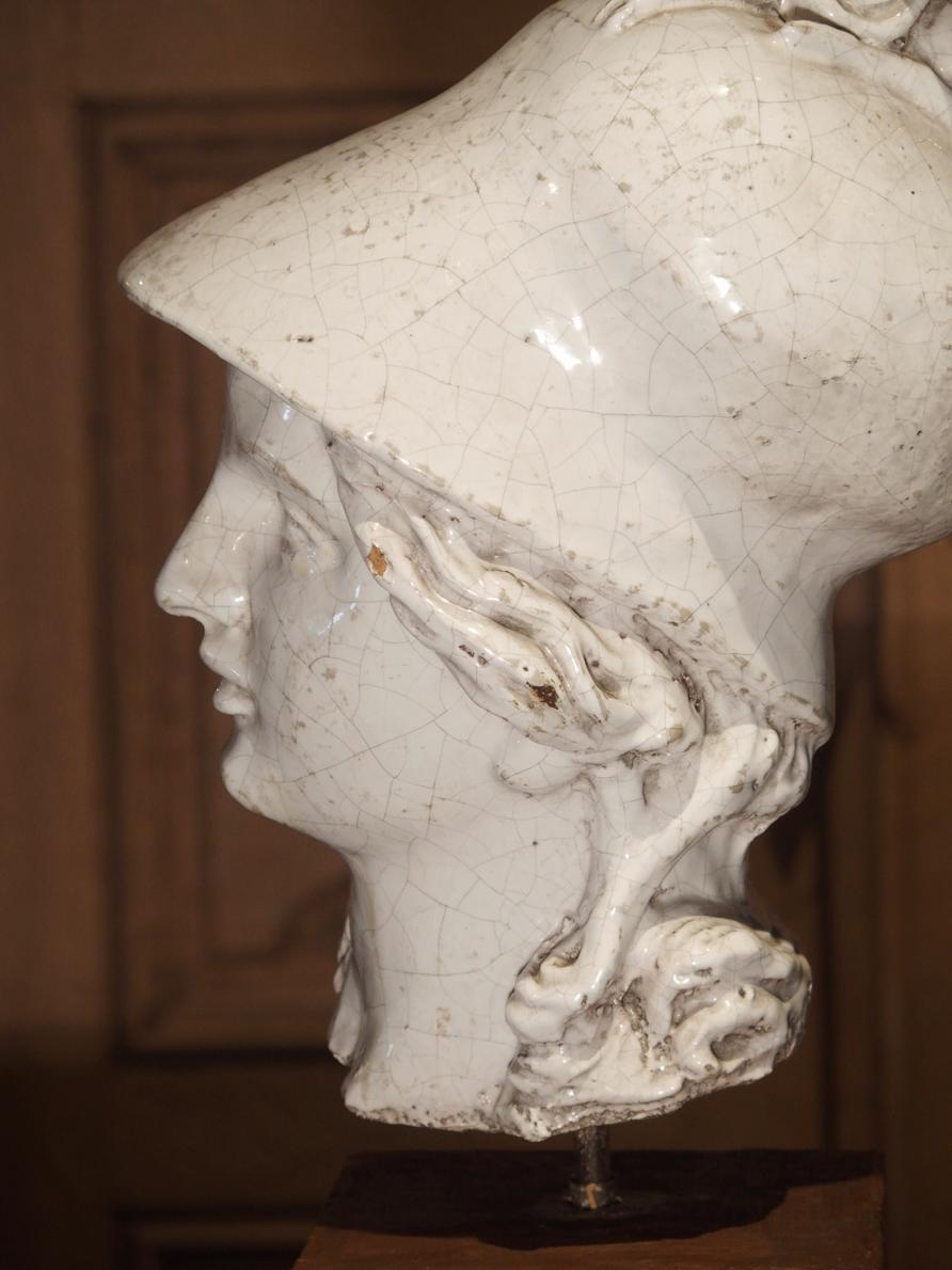 Antique Mounted Ceramic Head of Minerva, Italy, 19th Century at 1stDibs
