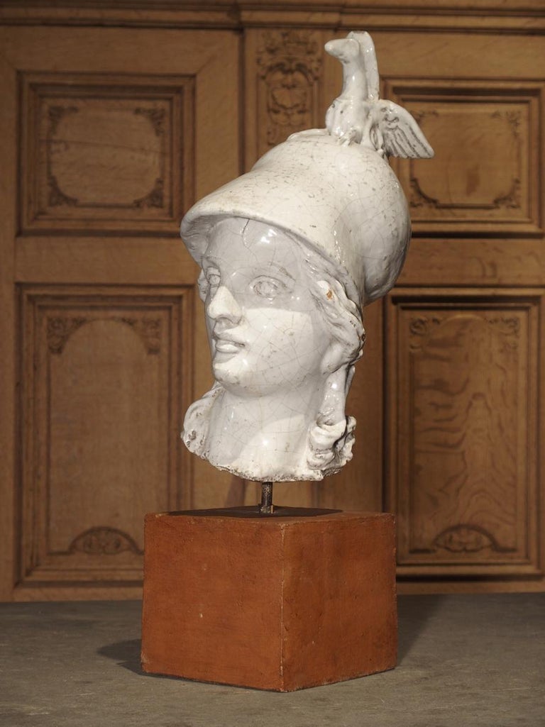 Antique Mounted Ceramic Head of Minerva, Italy, 19th Century at 1stDibs
