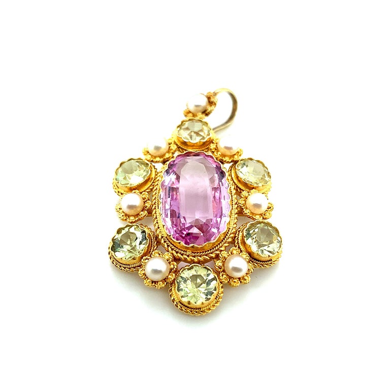 Antique Multi-Stone Early Victorian Pendant For Sale at 1stDibs