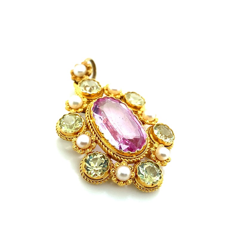 Antique Multi-Stone Early Victorian Pendant For Sale at 1stDibs