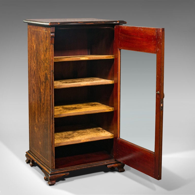 Antique Music Cabinet, English, Rosewood, Display Case, Inlay ...