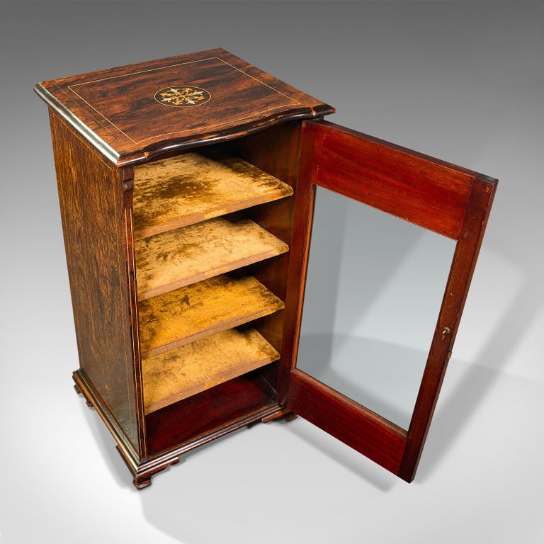 Antique Music Cabinet, English, Rosewood, Display Case, Inlay ...