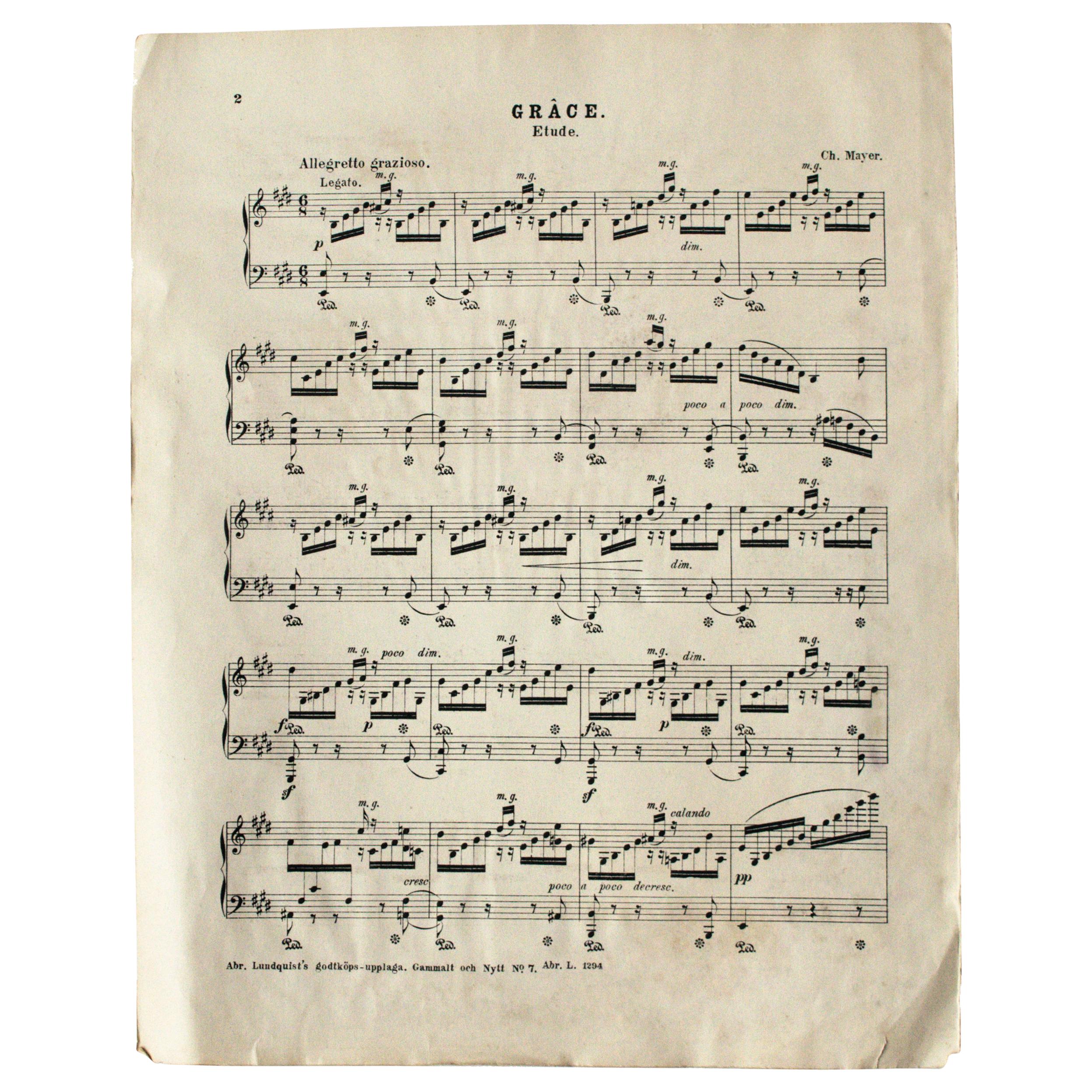 Antique Music Sheets from Late 1800s-1920s Sweden For Sale at 1stDibs