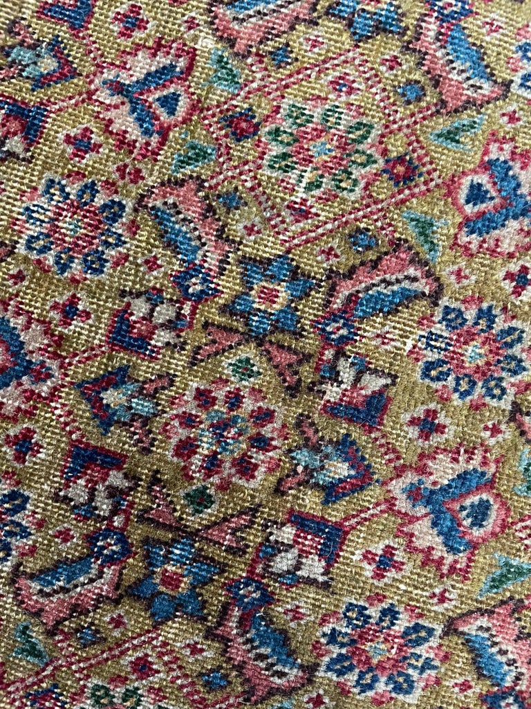 Antique Mustard Saffron and Salmon Designer Tabriz in Herati Design, c ...
