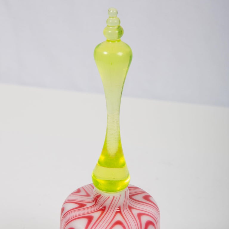 Antique Nailsea Colored Glass Bell Pink, White with Chartreuse Handle ...
