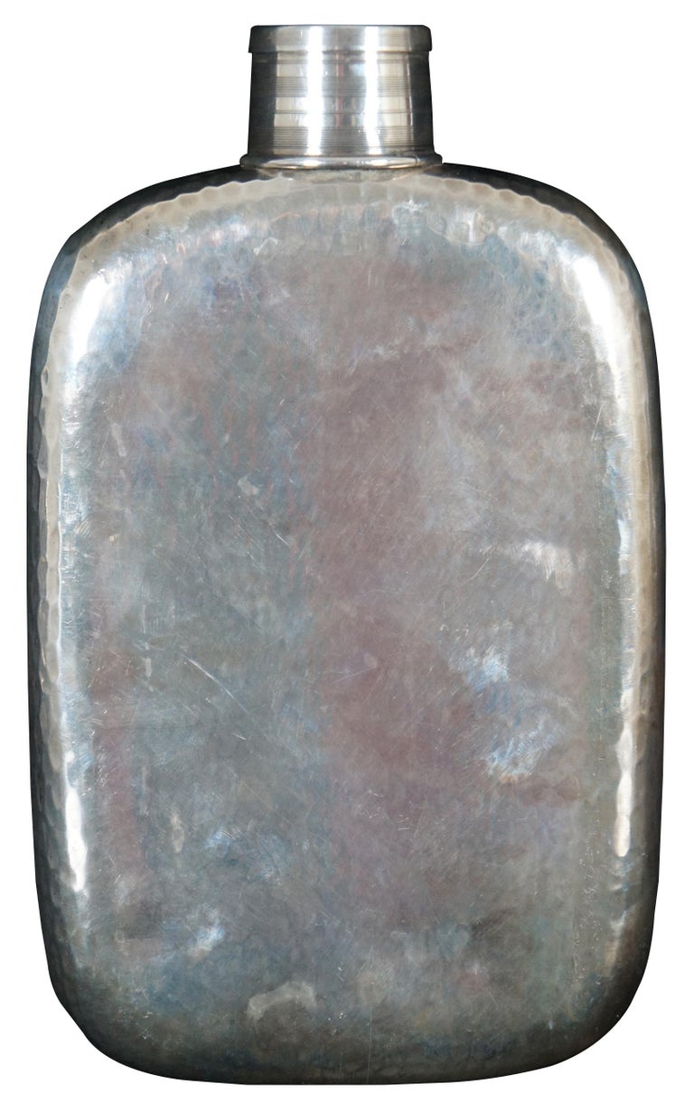 Antique Napier Art Deco Hammered Sterling Silver Flask Collapsible Cup ...