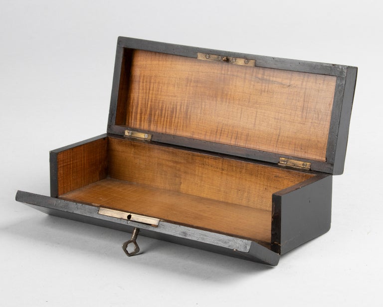 Antique Napoleon III Wooden Box with Copper and Faux Tortoise Inlay at ...