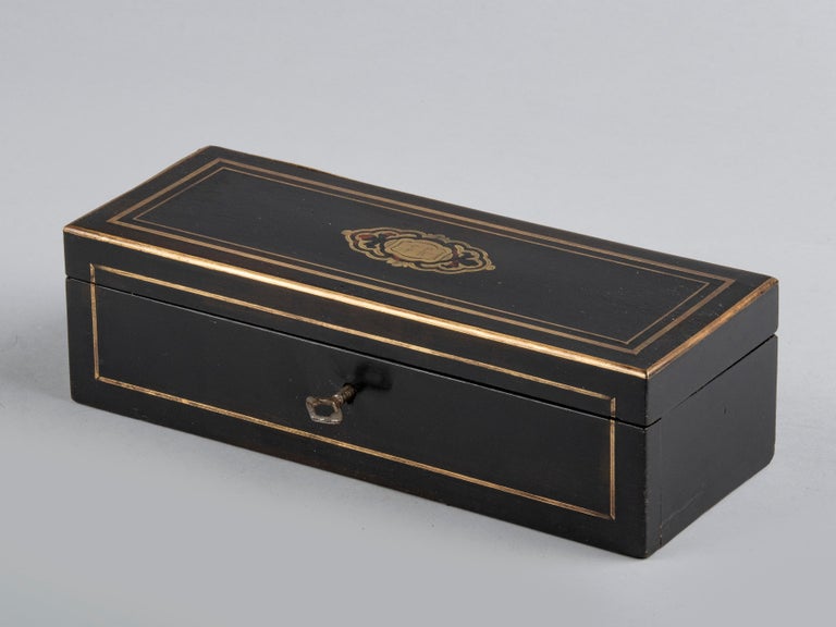 Antique Napoleon III Wooden Box with Copper and Faux Tortoise Inlay at ...