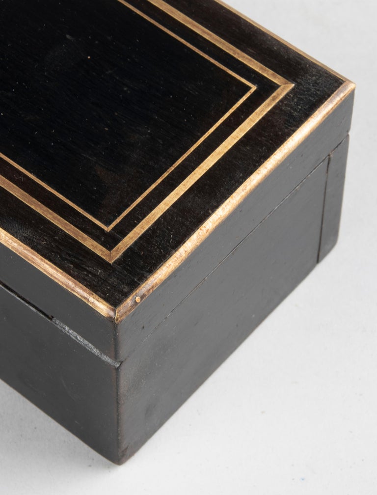 Antique Napoleon III Wooden Box with Copper and Faux Tortoise Inlay at ...
