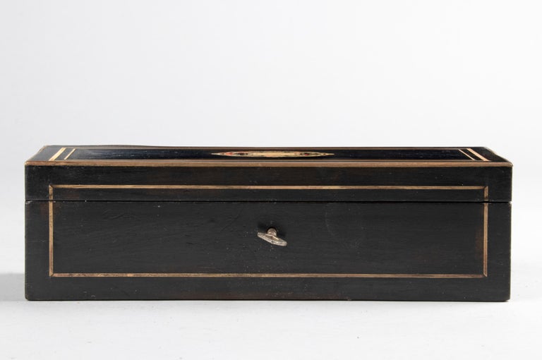 Antique Napoleon III Wooden Box with Copper and Faux Tortoise Inlay at ...