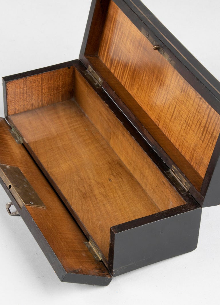 Antique Napoleon III Wooden Box with Copper and Faux Tortoise Inlay at ...