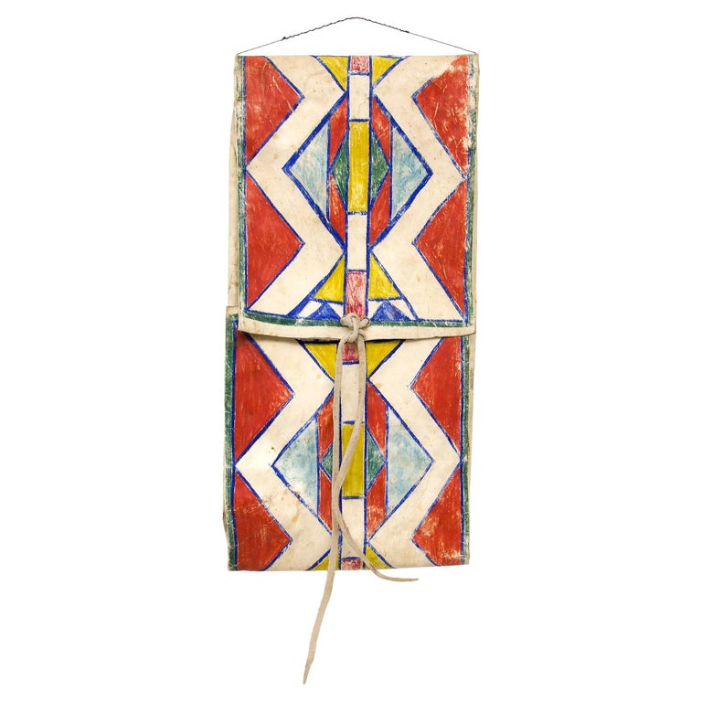 Antique Native American Abstract Painted Parfleche Envelope, Crow ...