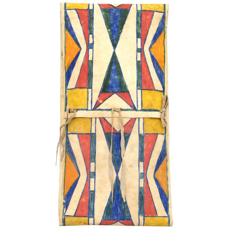 Antique Native American Abstract Painted Parfleche Envelope, Plateau ...