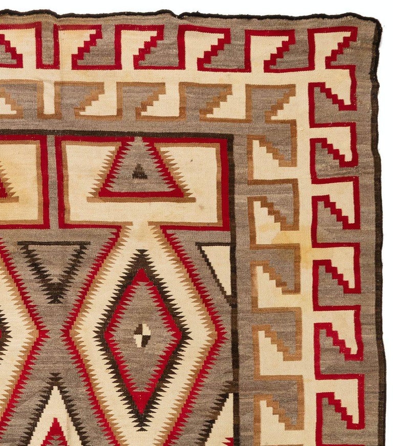 Rare Antique Native American Navajo Weaving Grey Ivory Rug, circa 1920s ...