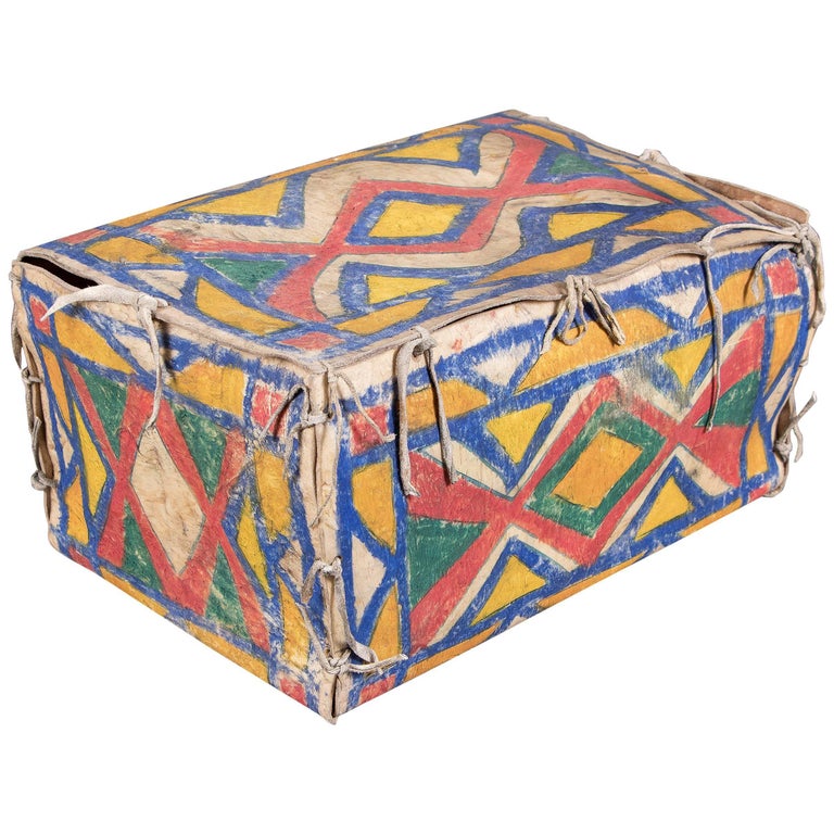 Antique Native American Painted Parfleche Box, Sioux, circa 1880 at 1stDibs