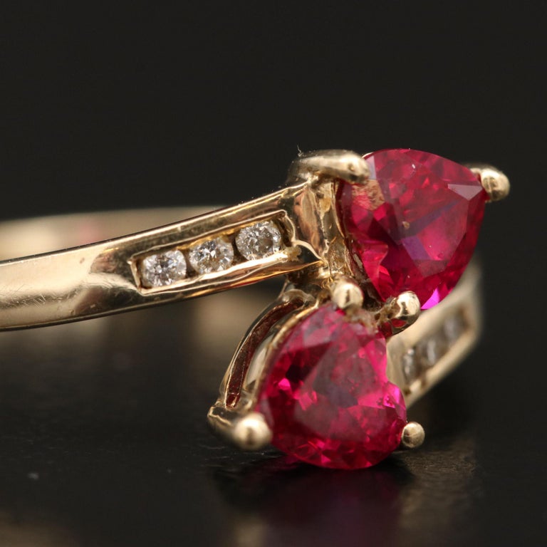 Customizable Antique Natural Heart Shaped Ruby Diamond Yellow Gold ...