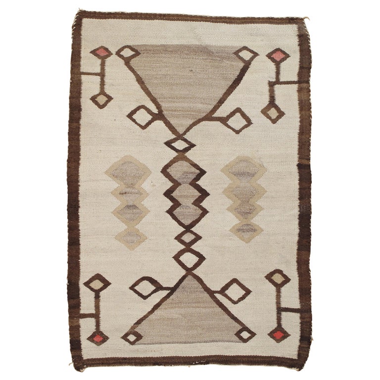 Antique Navajo Rug, Handmade Wool Oriental Rug, Caramel, Beige, Taupe ...