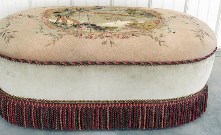 Antique Needlepoint Footstool For Sale at 1stDibs